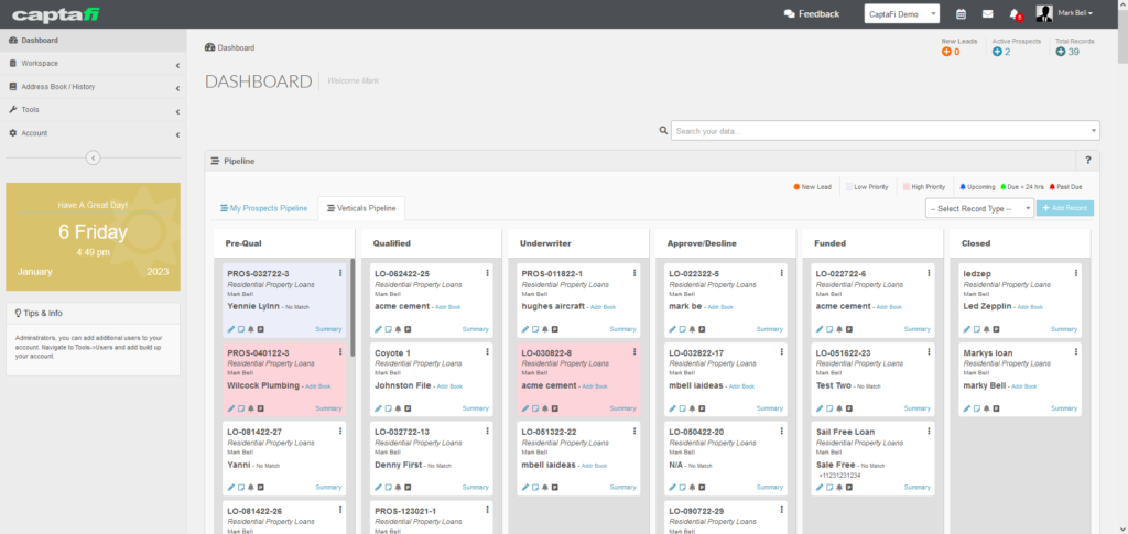 Residential Mortgage Pipeline Software - CaptaFi
